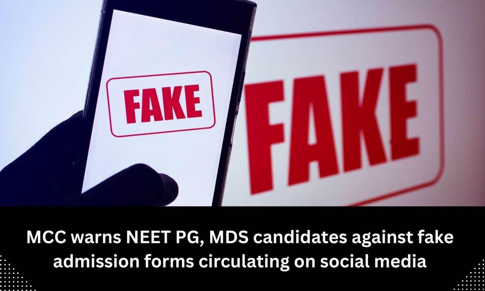 Fake NEET PG Admission Form Circulating Online: MCC Issues Warning