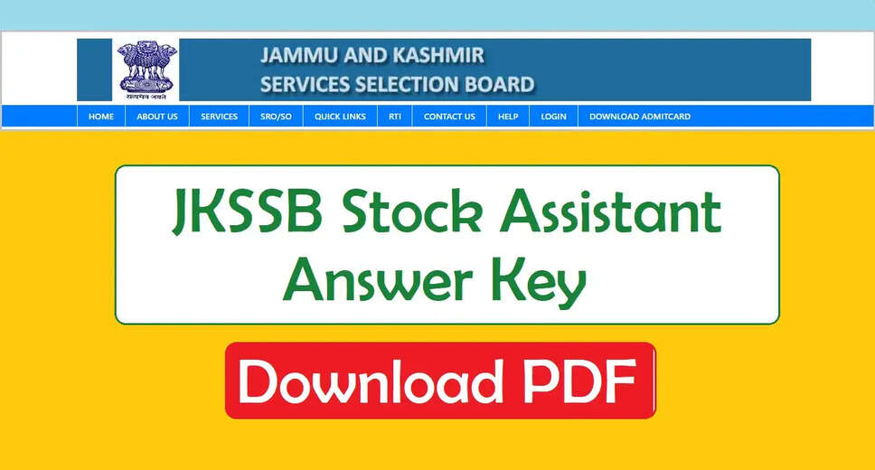 JKSSB Stock Assistant Answer Key 2024 Released! Check Your Score Now on jkssb.nic.in