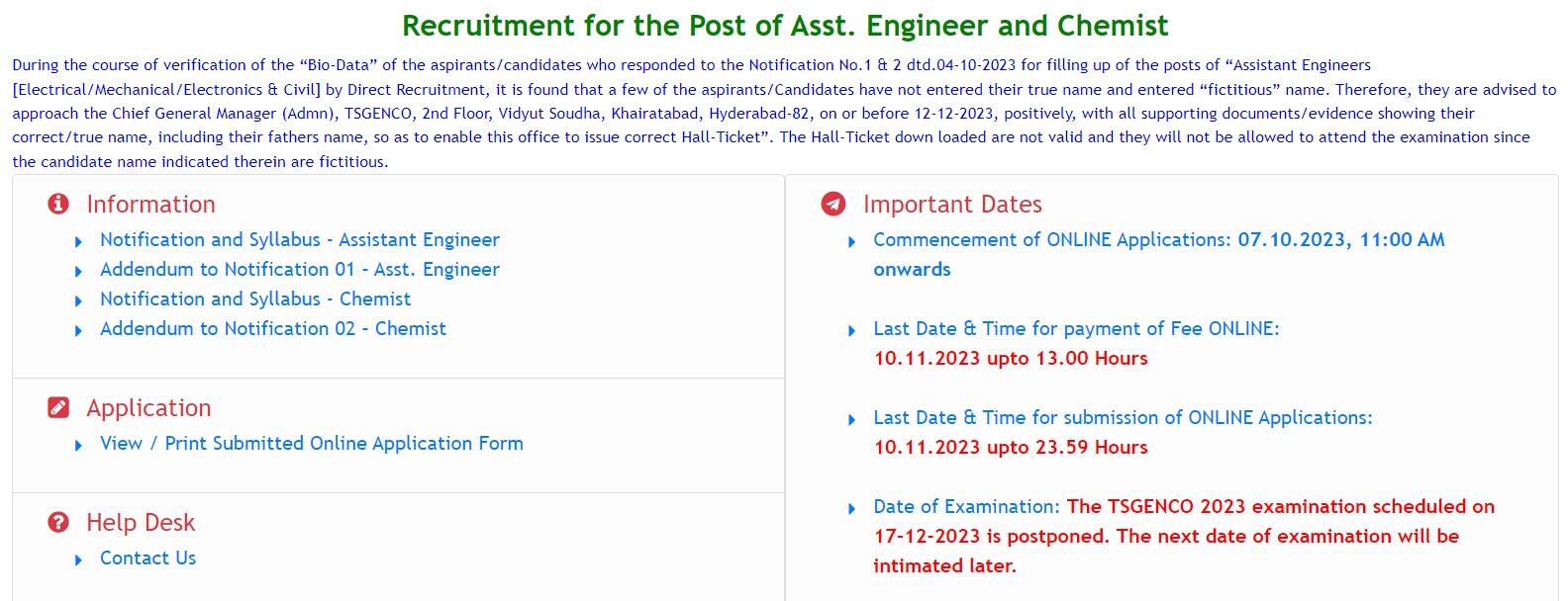 TSGENCO 2024: Assistant Engineer Exam Date Delayed, New Schedule Expected