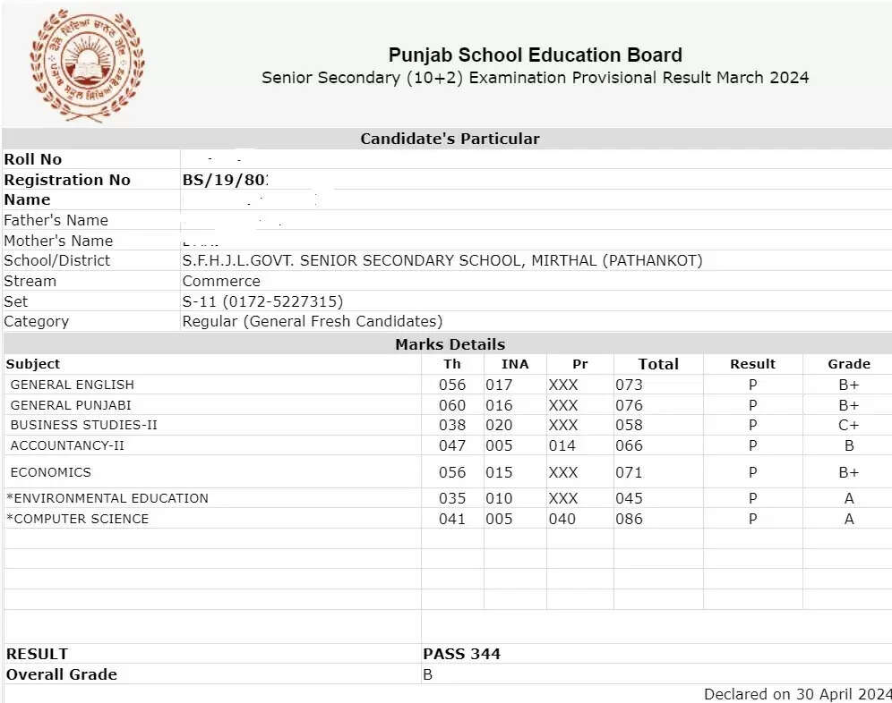 PSEB 12th Result 2024 Revaluation, Rechecking Application Process ...