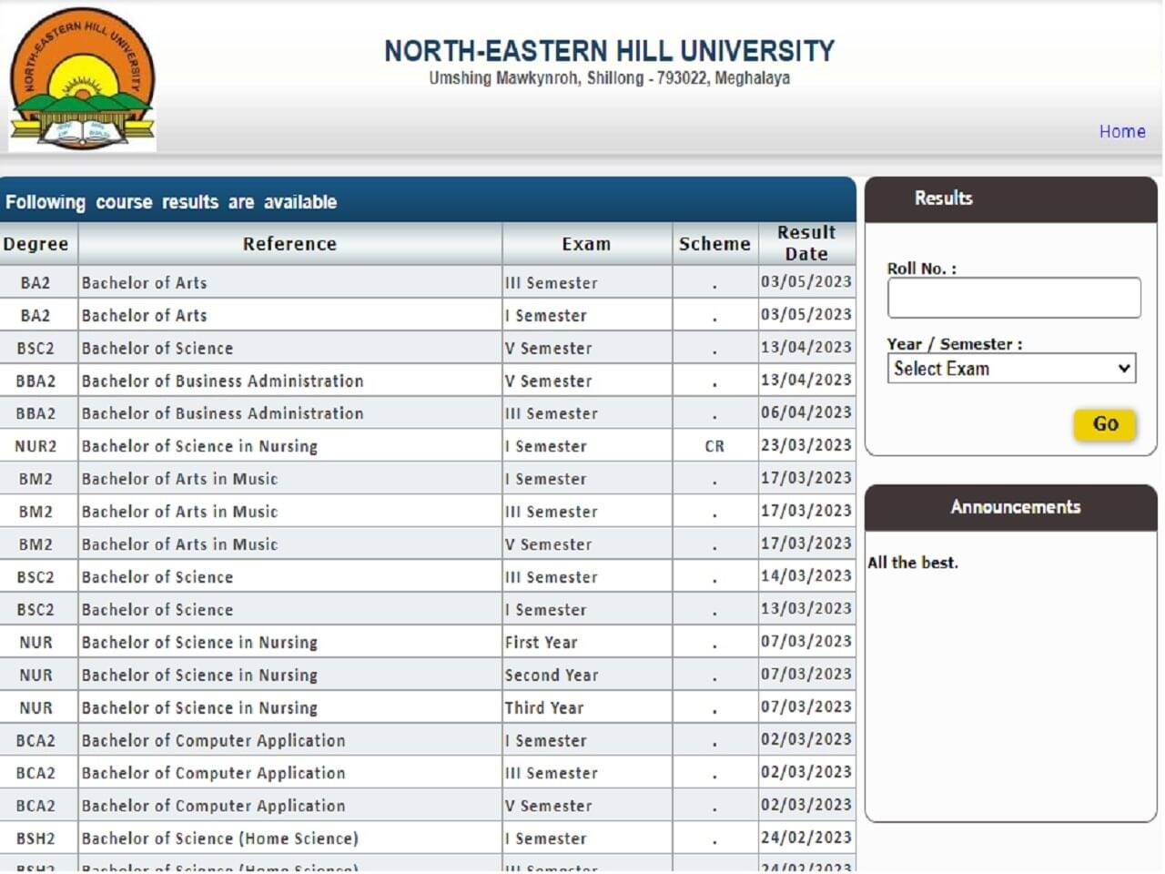 NEHU Result for UG and PG Courses Released: Check Semester Result PDF ...